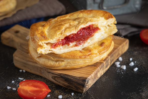 Rustico puff pastry from Lecce filled with stuffed with tomato ...