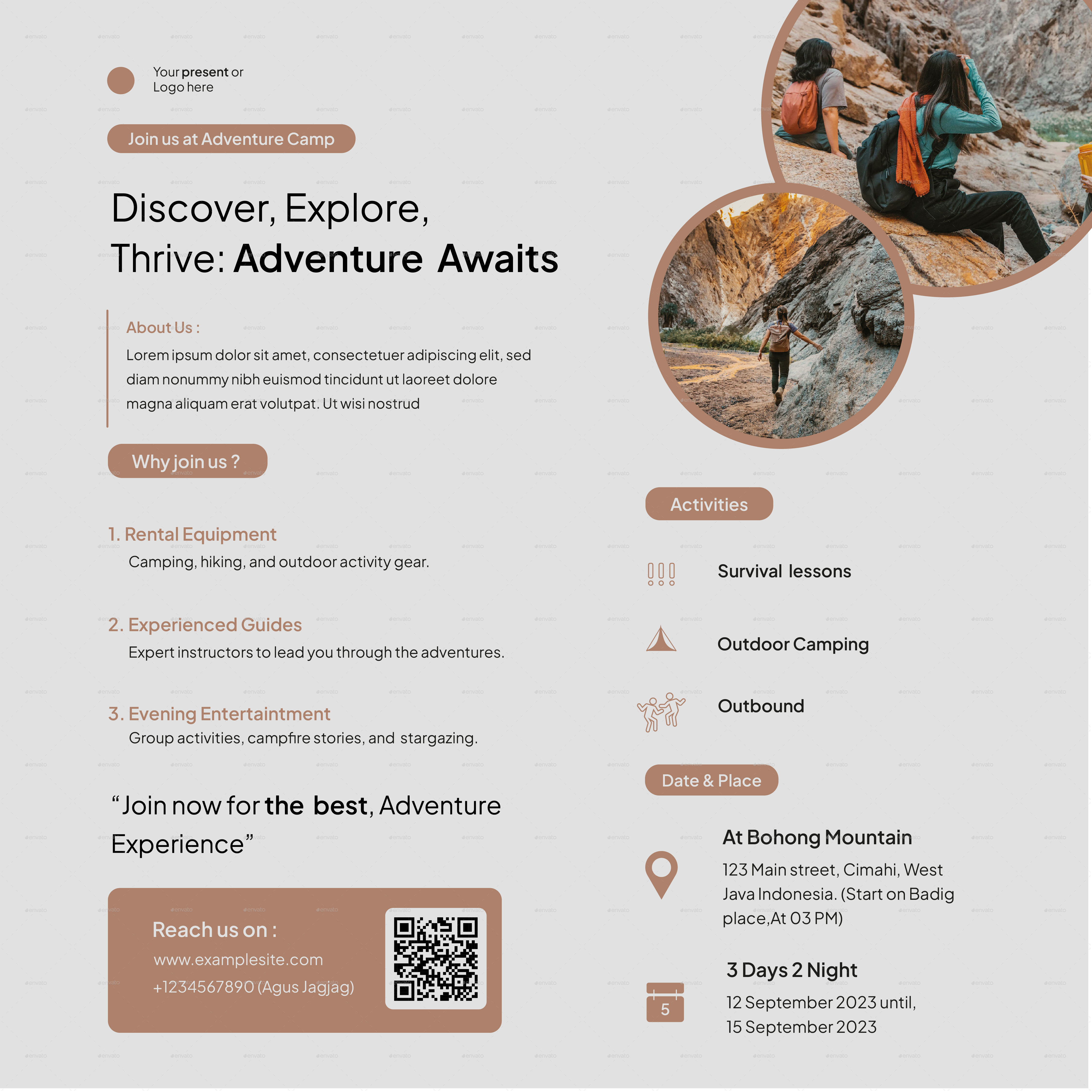 Brown Adventure Camp Flyer Set, Print Templates | GraphicRiver