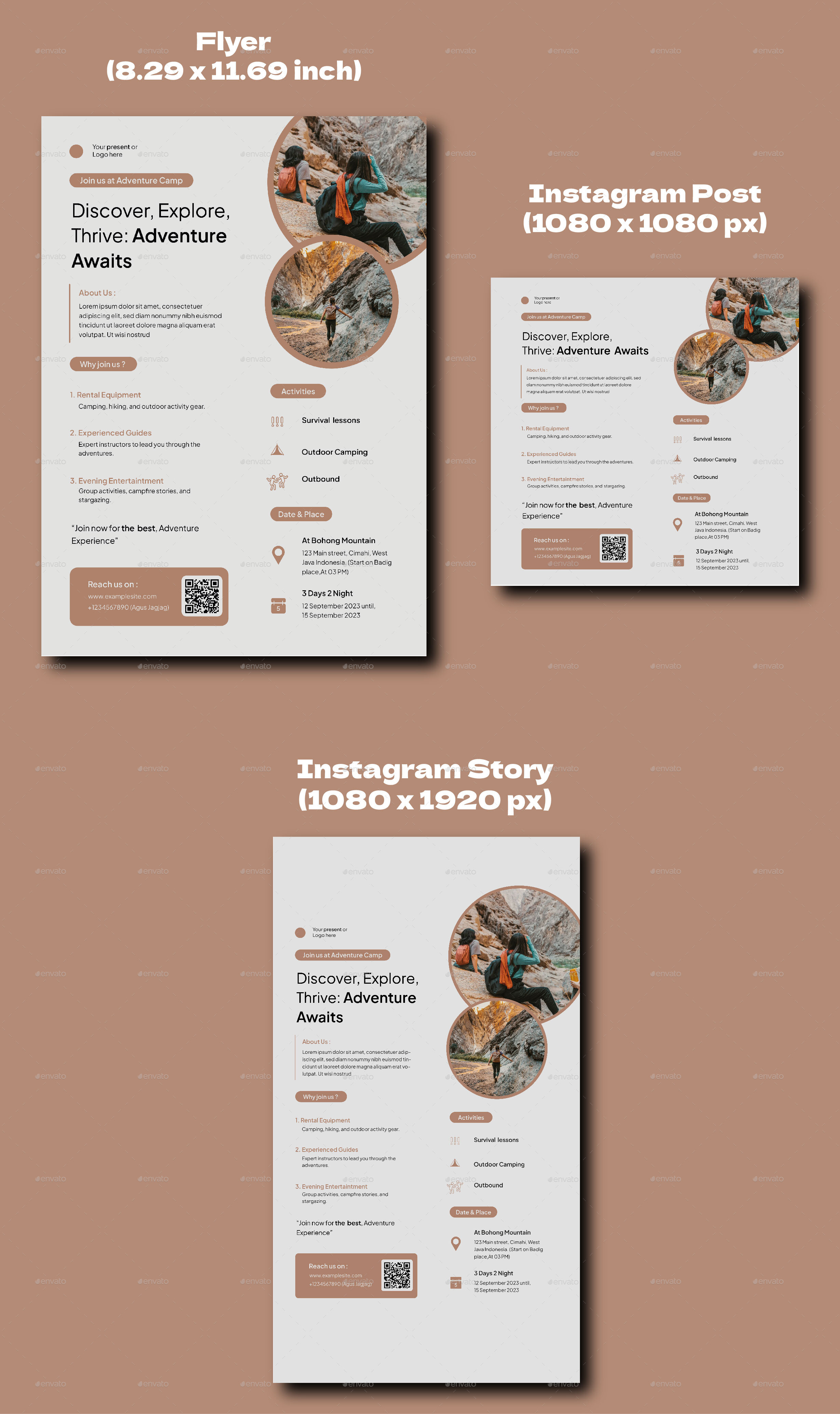 Brown Adventure Camp Flyer Set, Print Templates | GraphicRiver