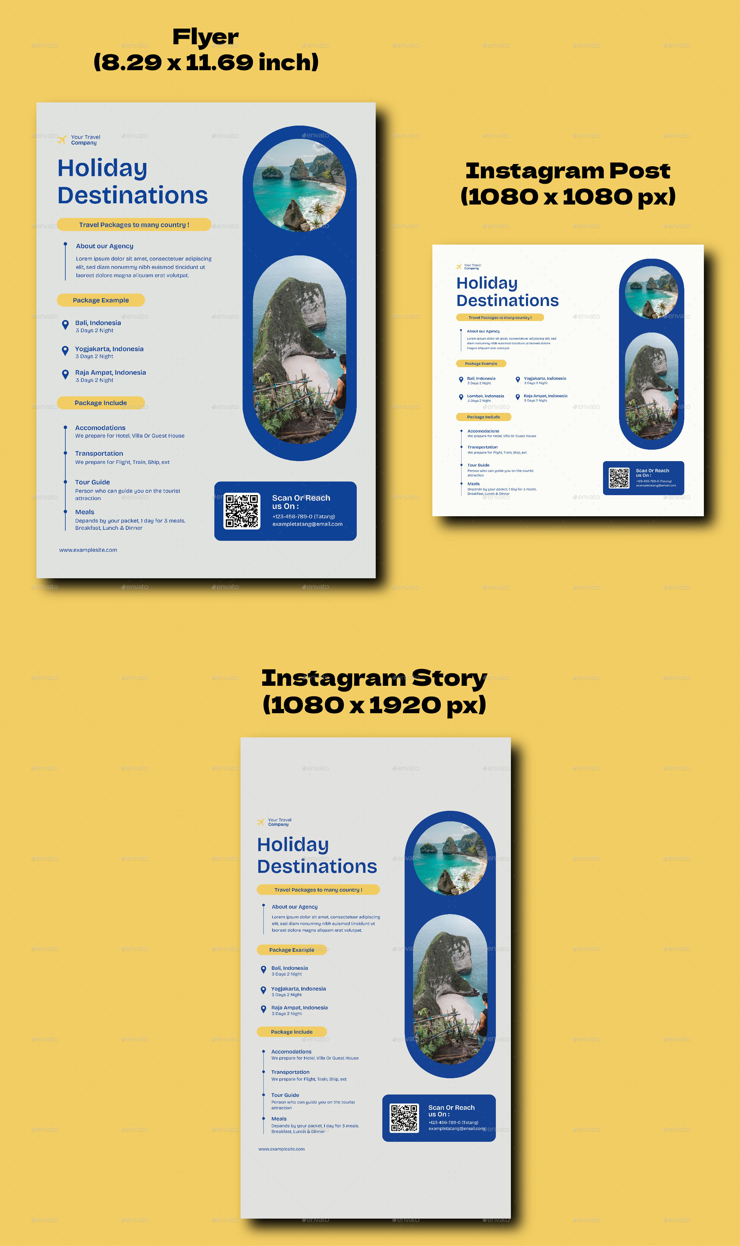 Simple Holiday Destinations Flyer Set, Print Templates | GraphicRiver