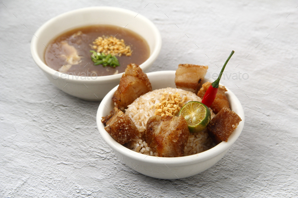 Freshly cooked Filipino food called Lechon Pares Stock Photo by junpinzon