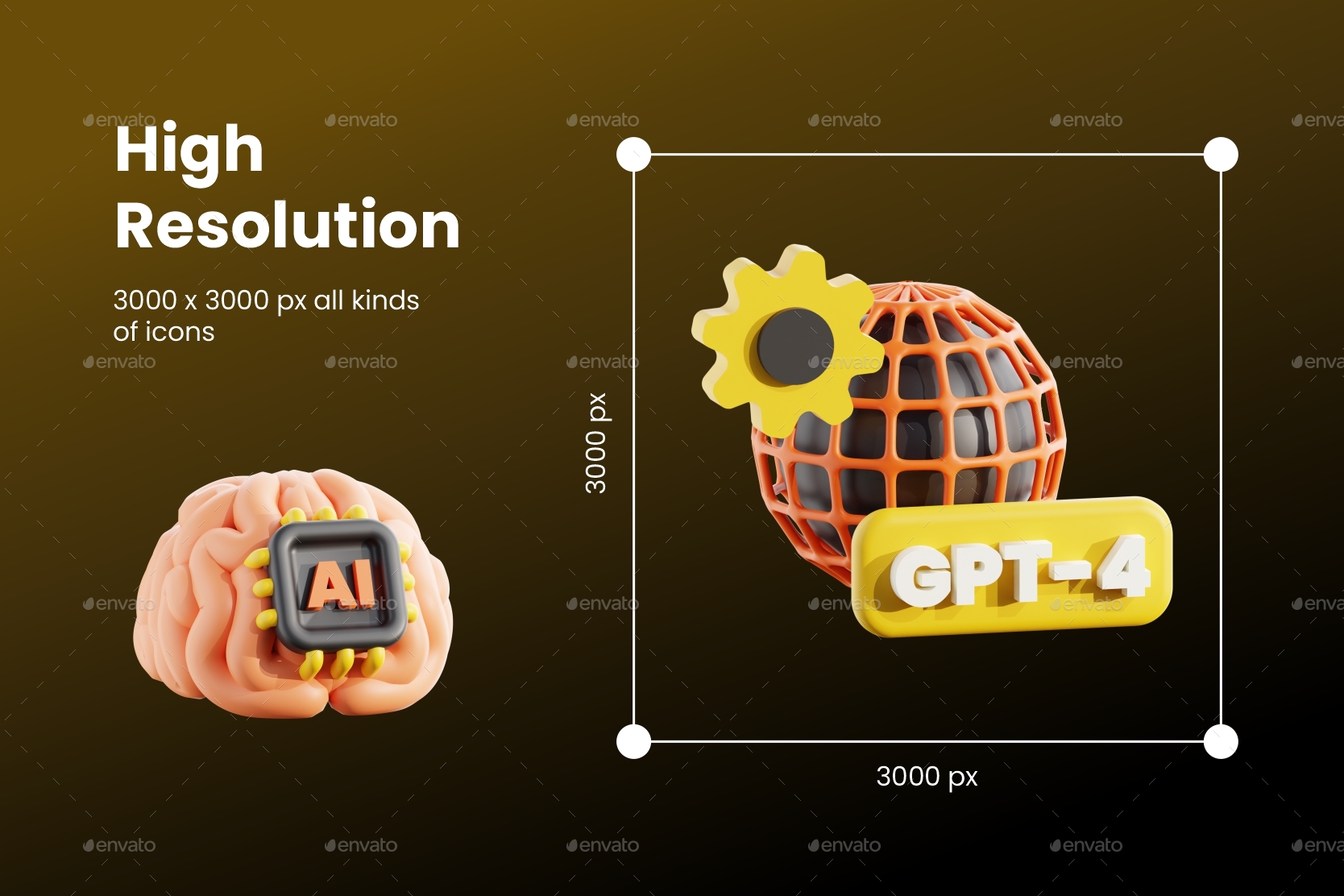 Artificial Intelligence 3D Icon Pack, Icons | GraphicRiver