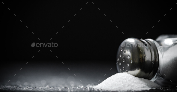 Salt background . On black table. Stock Photo by Artem_ka2 | PhotoDune