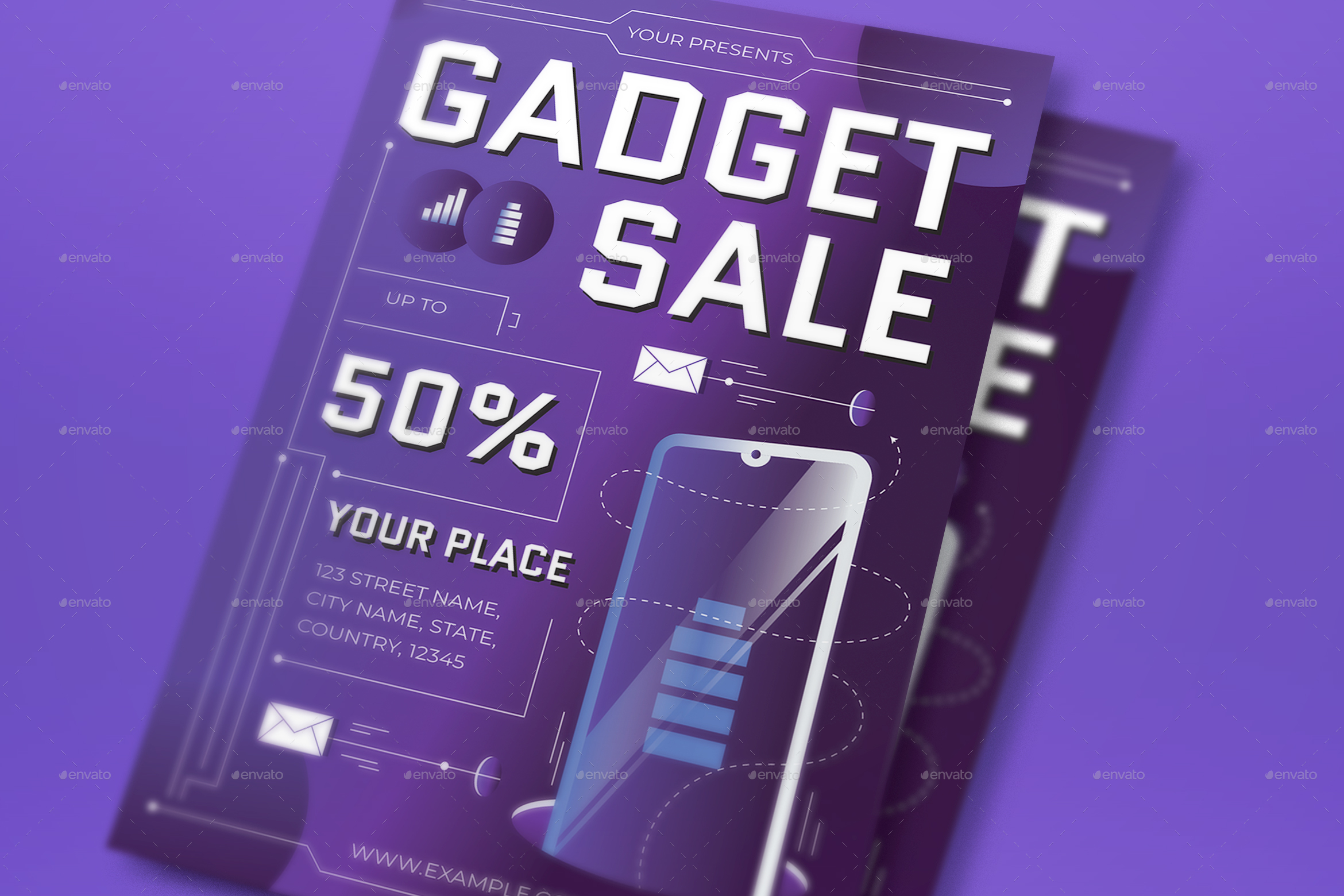 Purple Gradient Gadget Sale Flyer Set, Print Templates | GraphicRiver