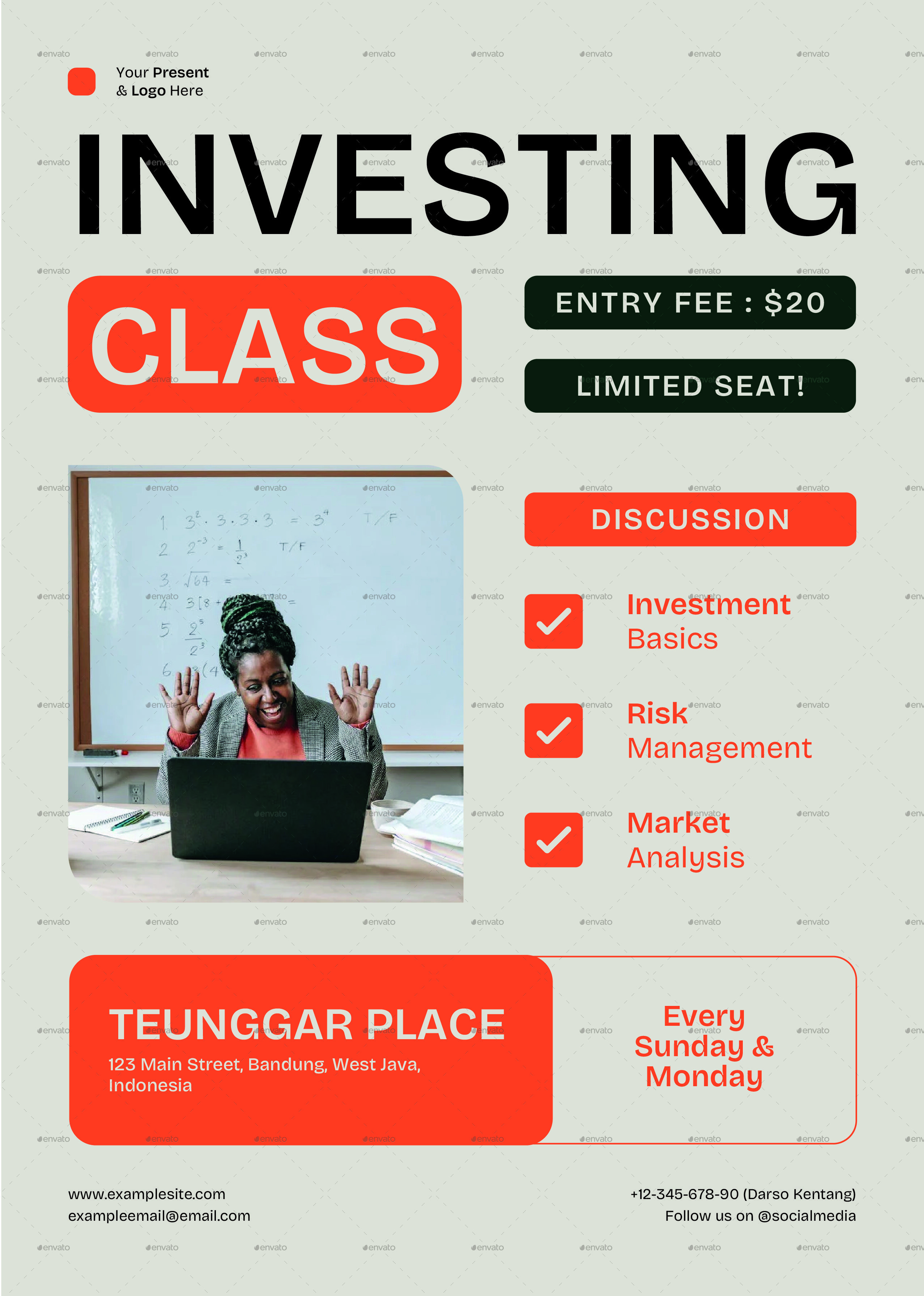 Orange Investing Class Flyer Set, Print Templates | GraphicRiver