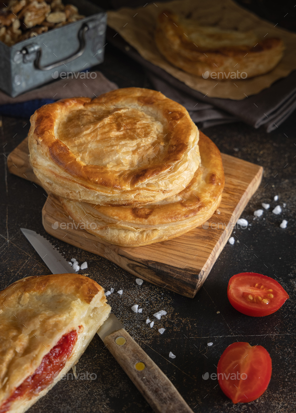 Rustico puff pastry from Lecce filled with stuffed with tomato ...
