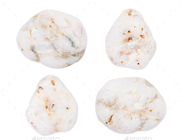 Set of white sea stones isolated on white background Stock Photo by ...