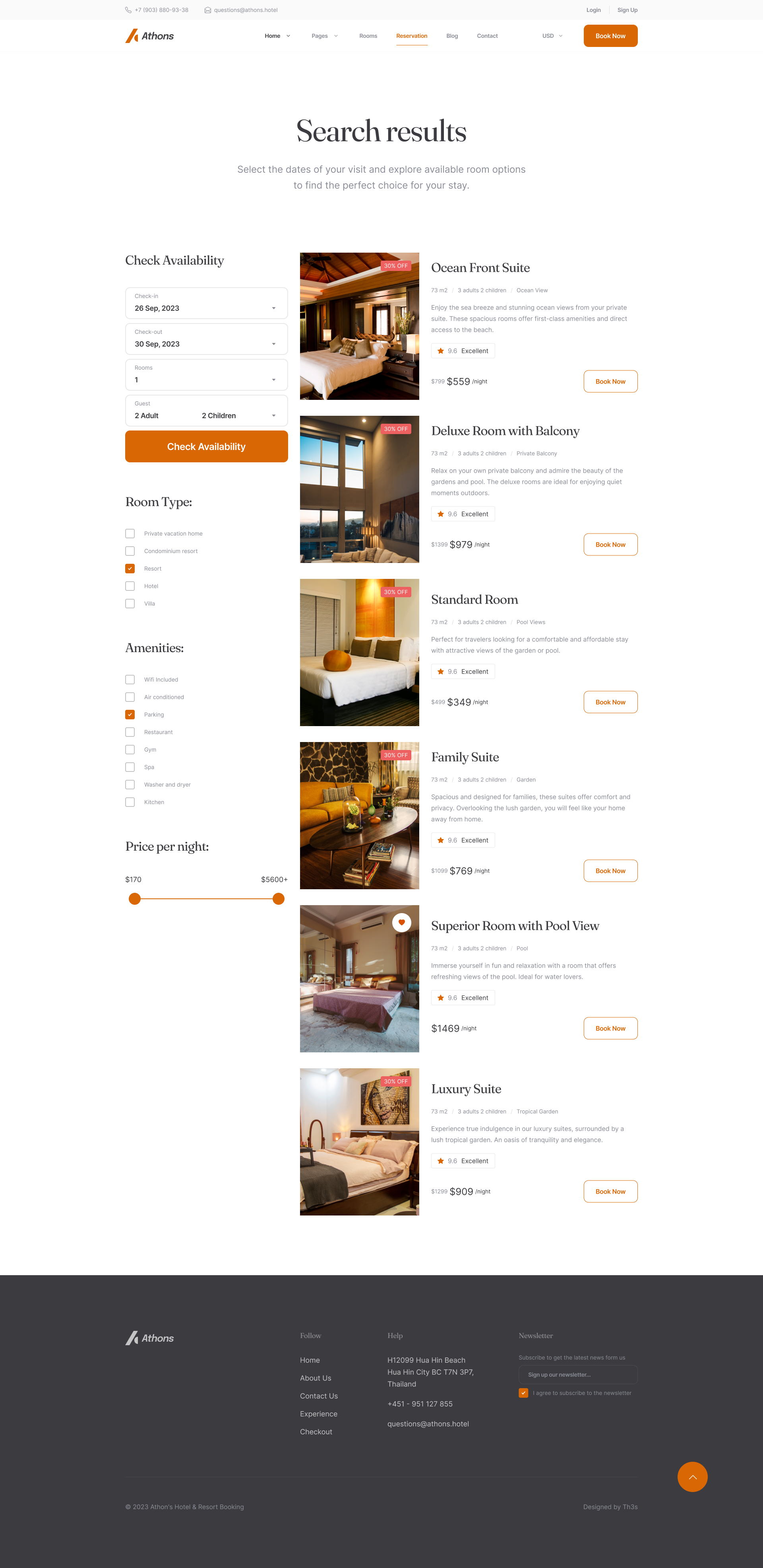 Athons - Hotel & Resort Booking Figma Template by Th3s | ThemeForest