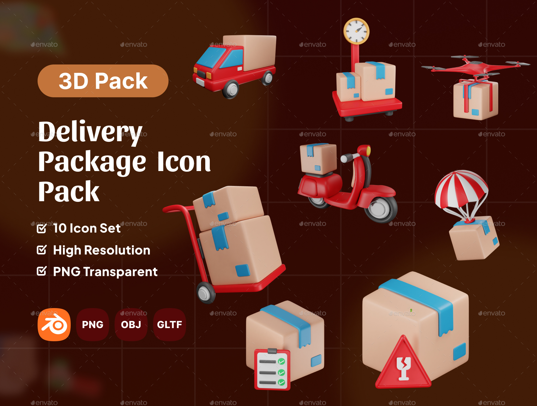 Delivery Package 3D Icon Pack, Graphics | GraphicRiver
