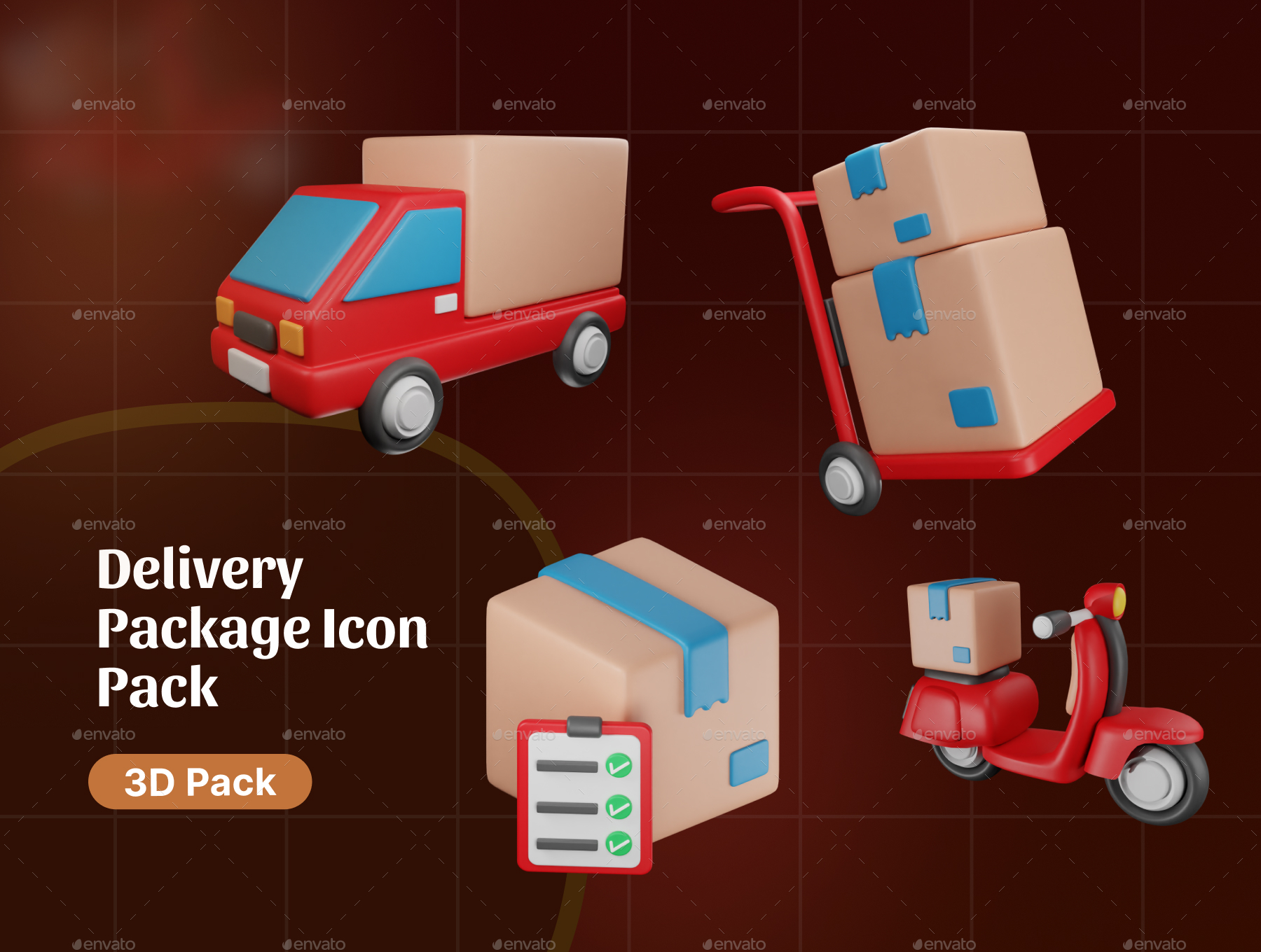Delivery Package 3D Icon Pack, Graphics | GraphicRiver