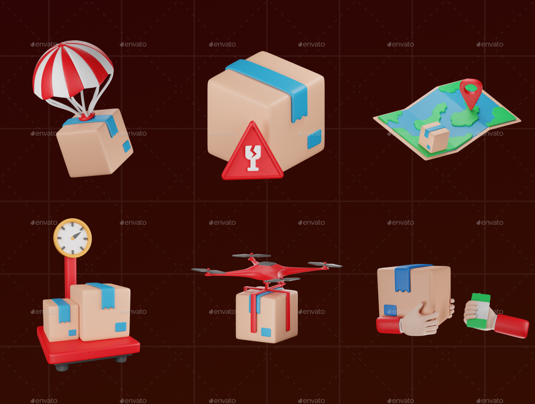 Delivery Package 3D Icon Pack, Graphics | GraphicRiver
