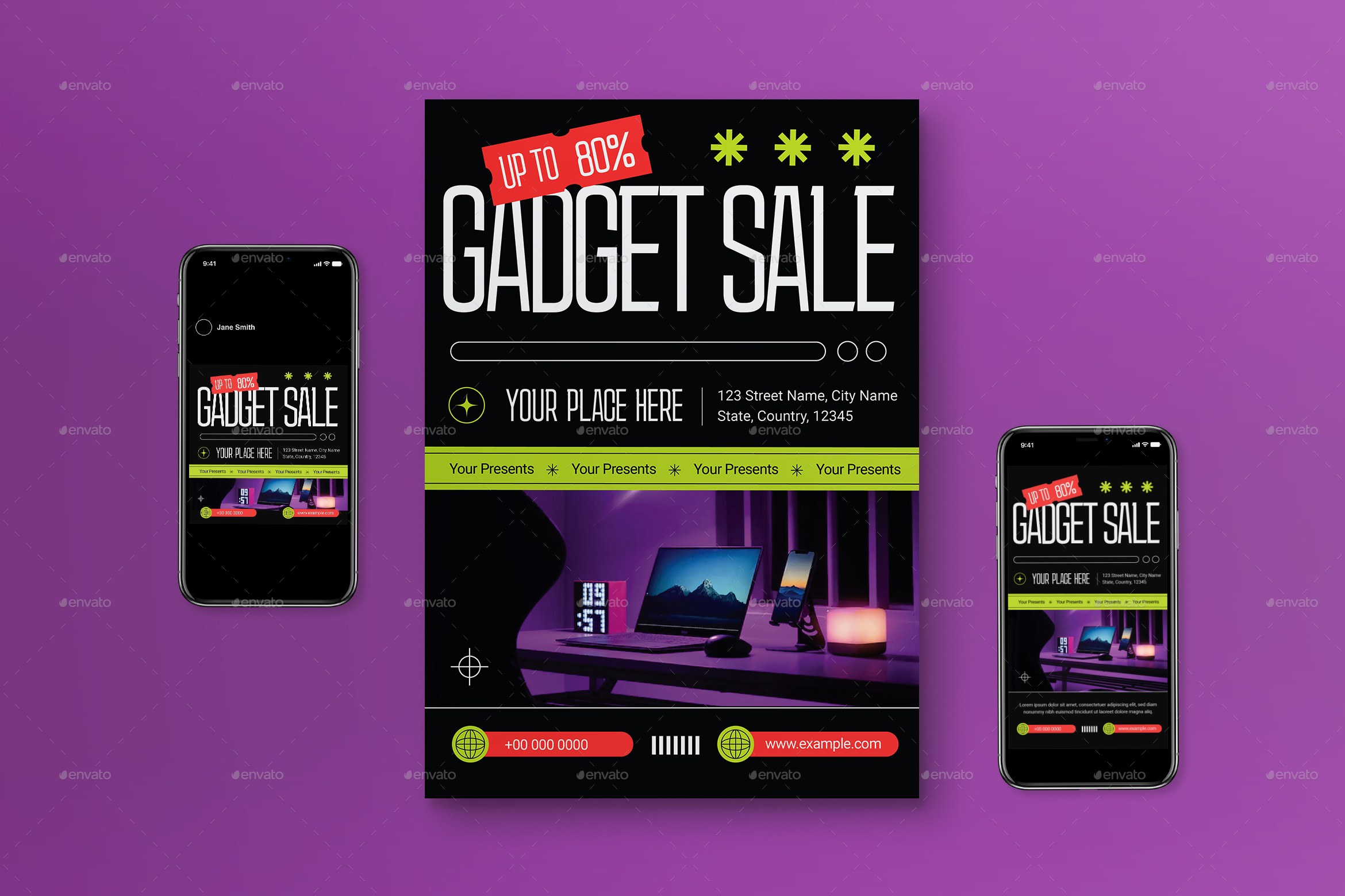 Black Modern Gadget Sale Flyer Set, Print Templates | GraphicRiver