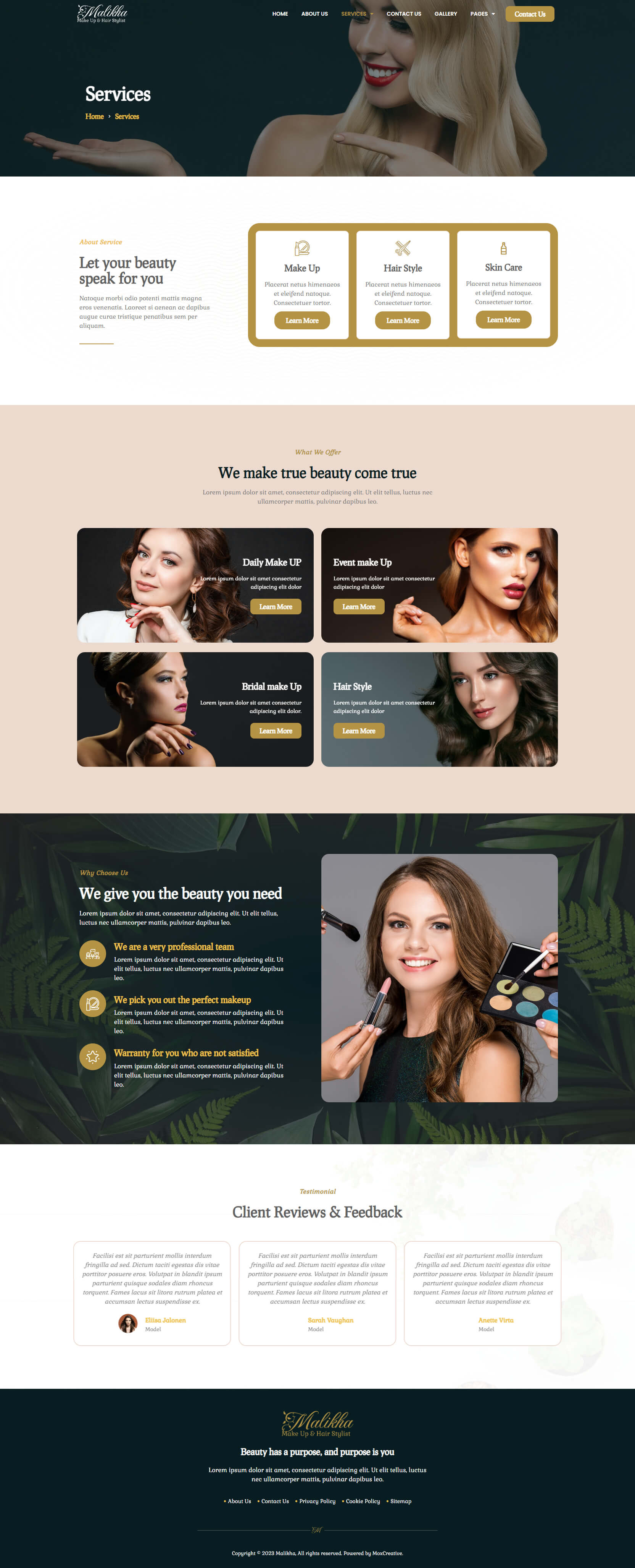 Malikha - Beauty Salon & Spa Elementor Pro Template Kit by moxcreative