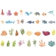 Seabed Icons Set Cartoon Vector, Vectors | GraphicRiver