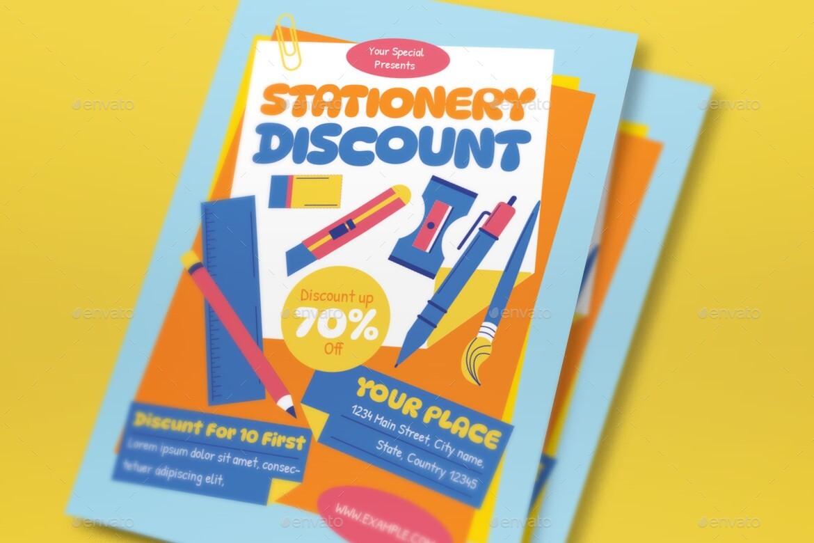 Flat Design Stationery Discount Flyer Set, Print Templates | GraphicRiver