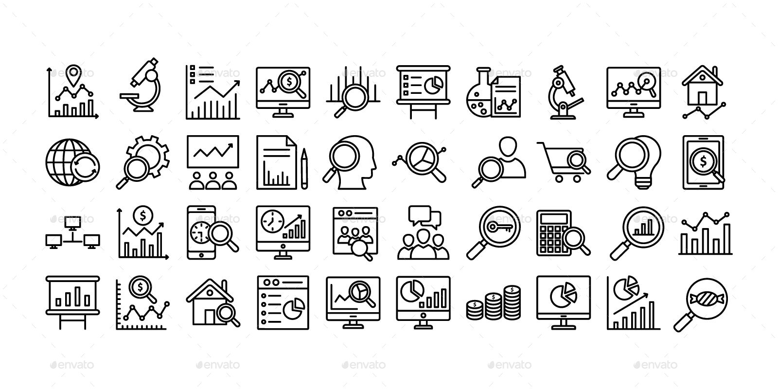 Explore And Analysis Vector icons set, Icons | GraphicRiver