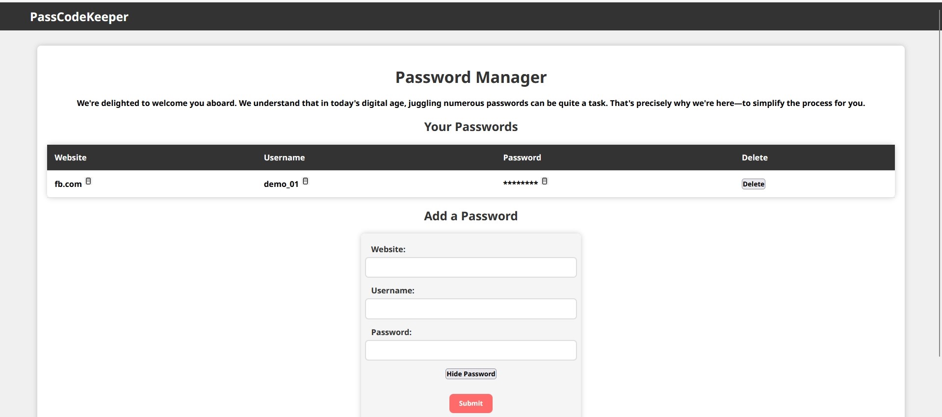 Pass Code Keeper (Password Manager) by navnneetjakhar | CodeCanyon
