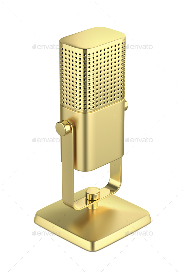Gold studio microphone Stock Photo by magraphics | PhotoDune