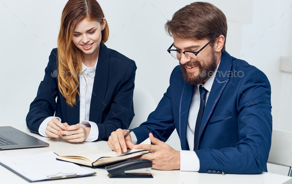 People communication office work documents notepad fun joy success ...