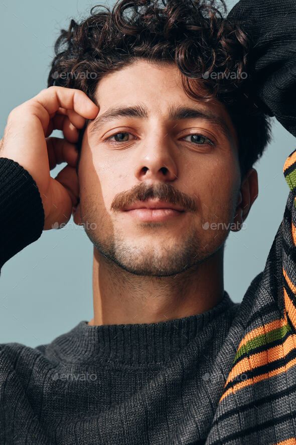 Happy man positive sweater trendy isolated handsome smile male ...