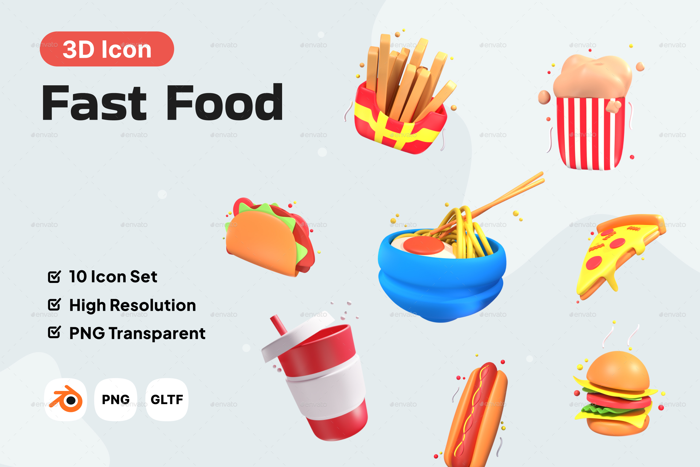 Food 3D Icon Pack, Graphics | GraphicRiver