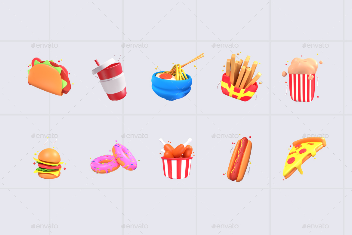 Food 3D Icon Pack, Graphics | GraphicRiver