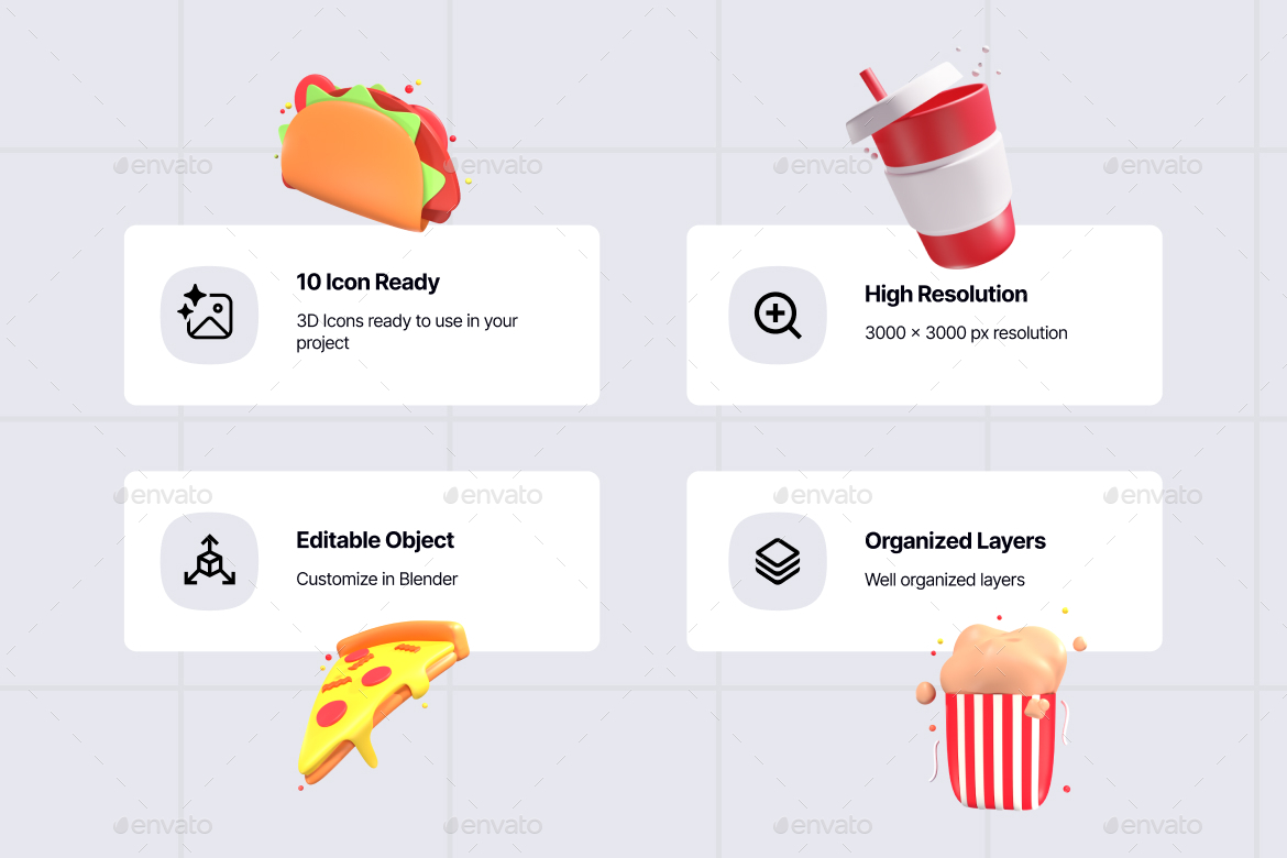 Food 3D Icon Pack, Graphics | GraphicRiver