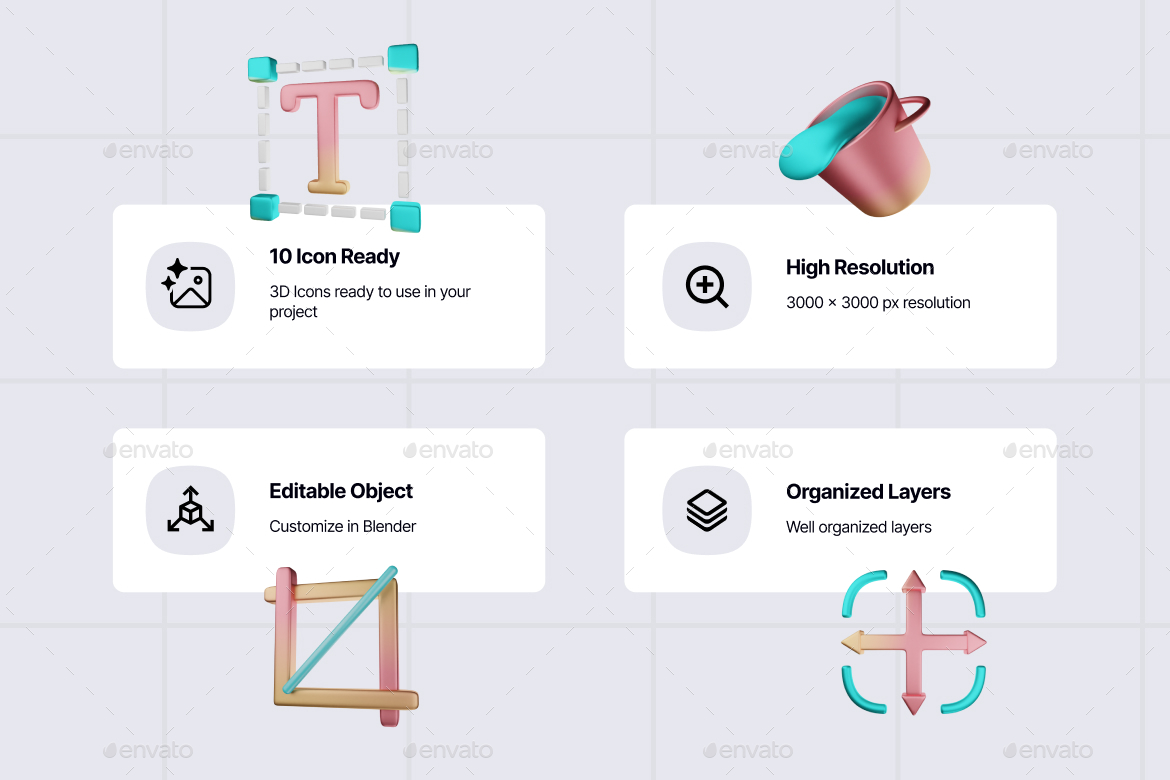 Creative Tool Digital 3D Icon Pack, Graphics | GraphicRiver