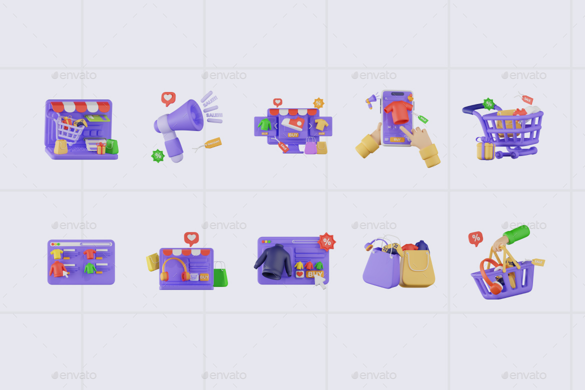 E-commerce 3D Icon Pack, Graphics | GraphicRiver