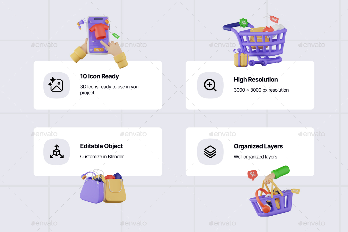 E-commerce 3D Icon Pack, Graphics | GraphicRiver