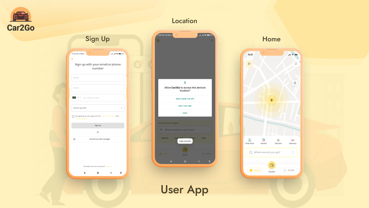 Car2Go - One Stop Ride Share Platform | User Native Android App ...