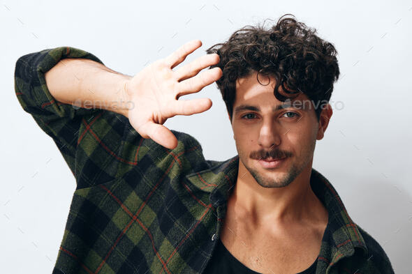 Man face portrait smile handsome hipster fashion Stock Photo by shotprime