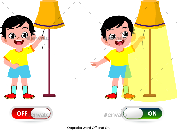 Opposites for kids Off and On, Graphics | GraphicRiver
