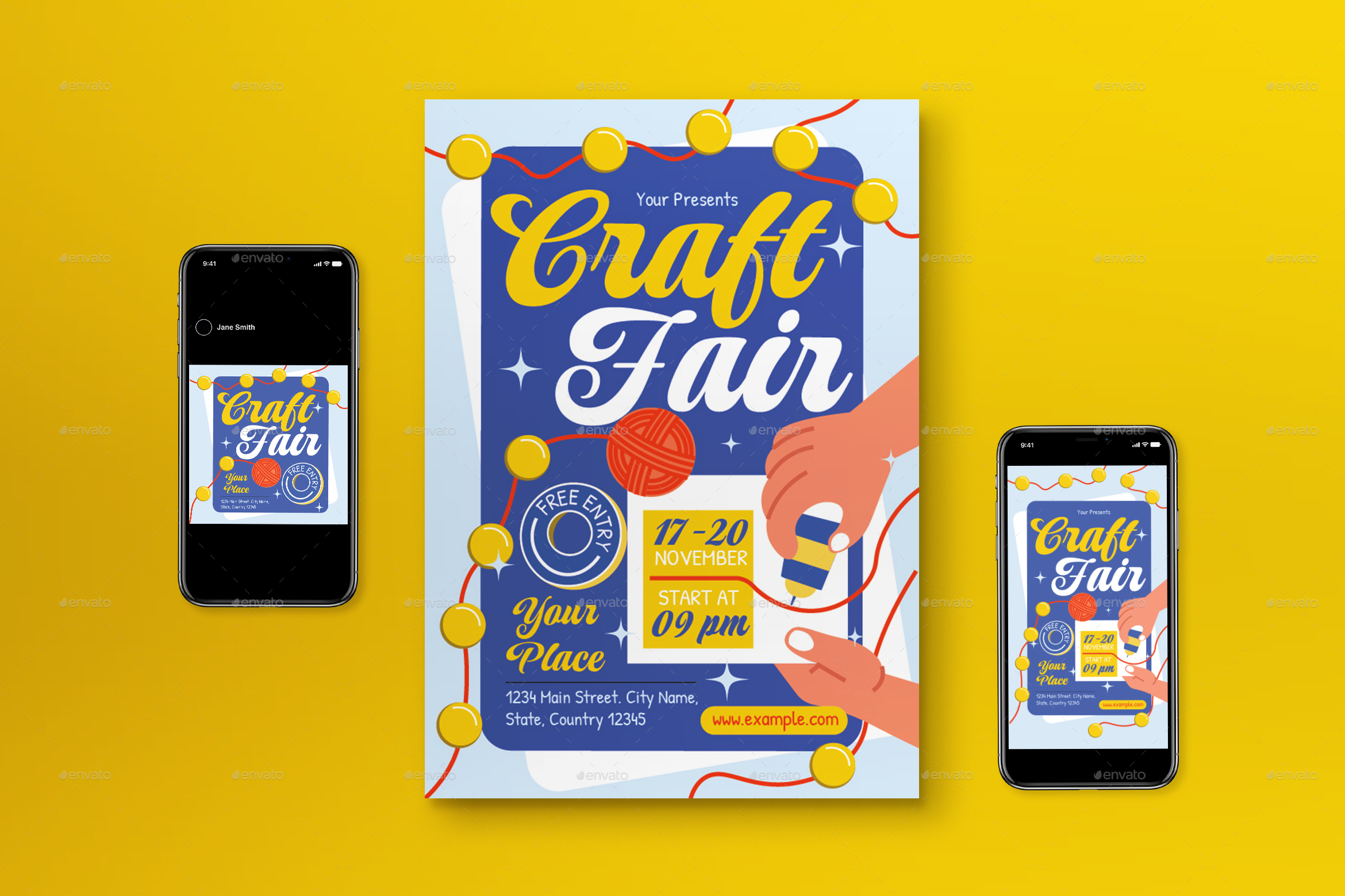 Flat Design Craft Fair Flyer Set by pubric | GraphicRiver