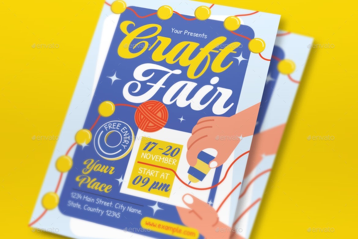 Flat Design Craft Fair Flyer Set by pubric | GraphicRiver