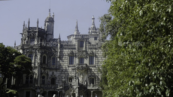 Details of an ancient castle. Action. Beautiful medieval architecture ...