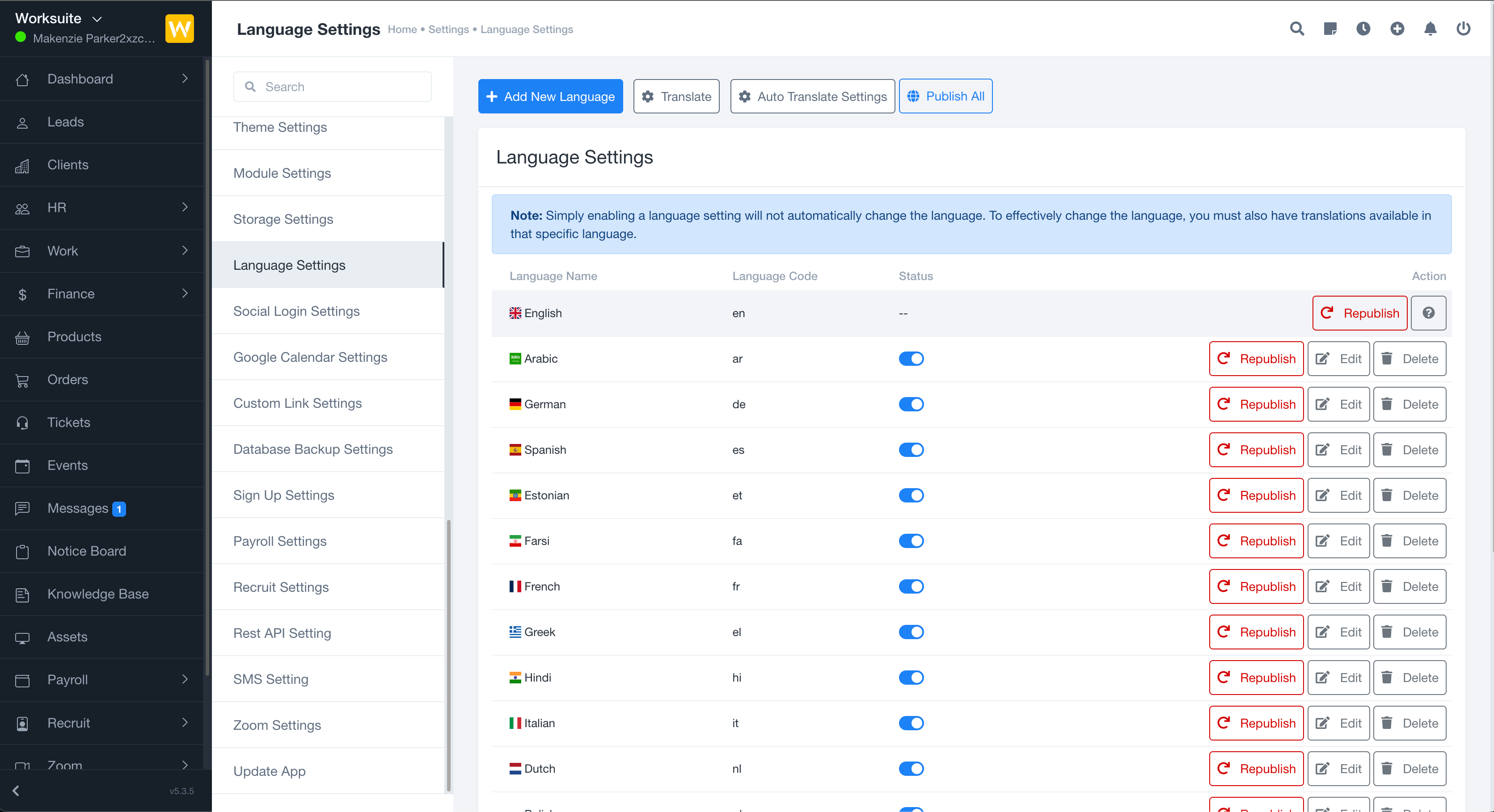 Language Pack Module for Worksuite CRM by ajay138 | CodeCanyon