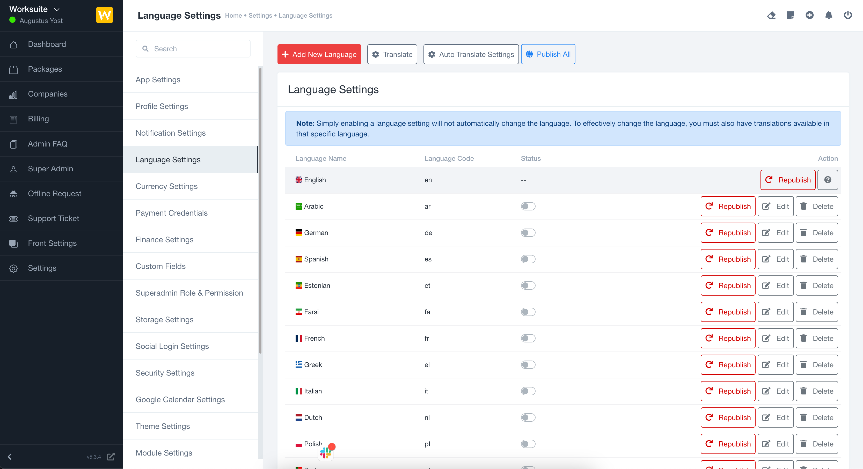Language Pack Module for Worksuite SAAS by ajay138 | CodeCanyon
