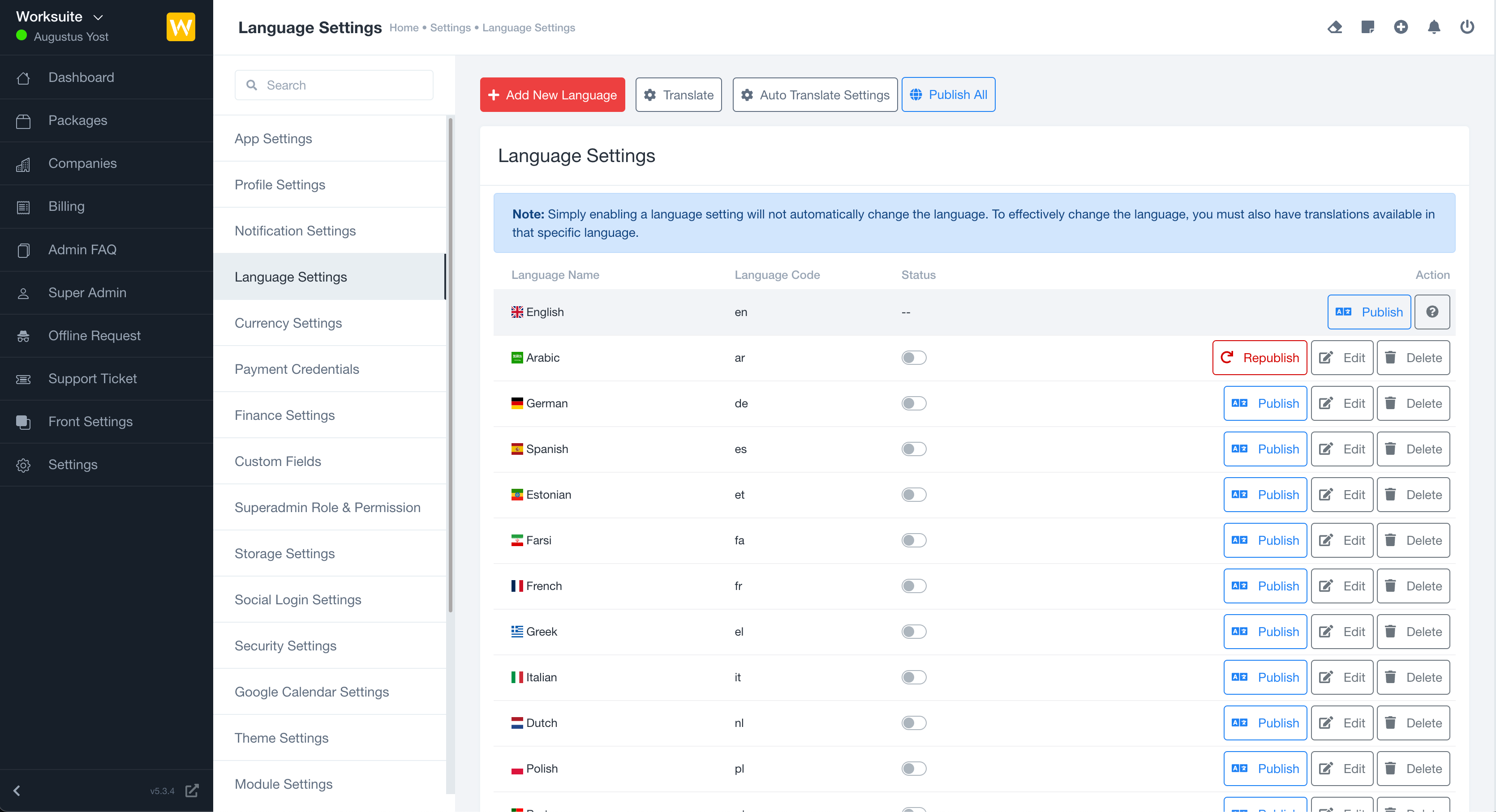 Language Pack Module for Worksuite SAAS by ajay138 | CodeCanyon