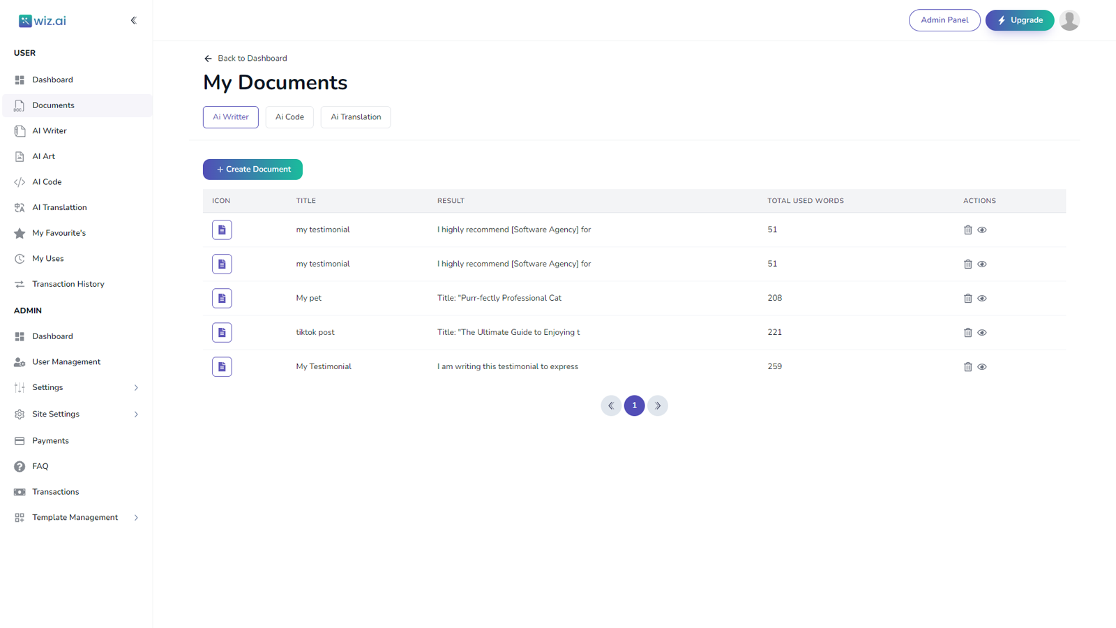 WizAI - OpenAI Content, Image, Translation, ChatBot, and Speech to Text Generator SaaS Platform ...