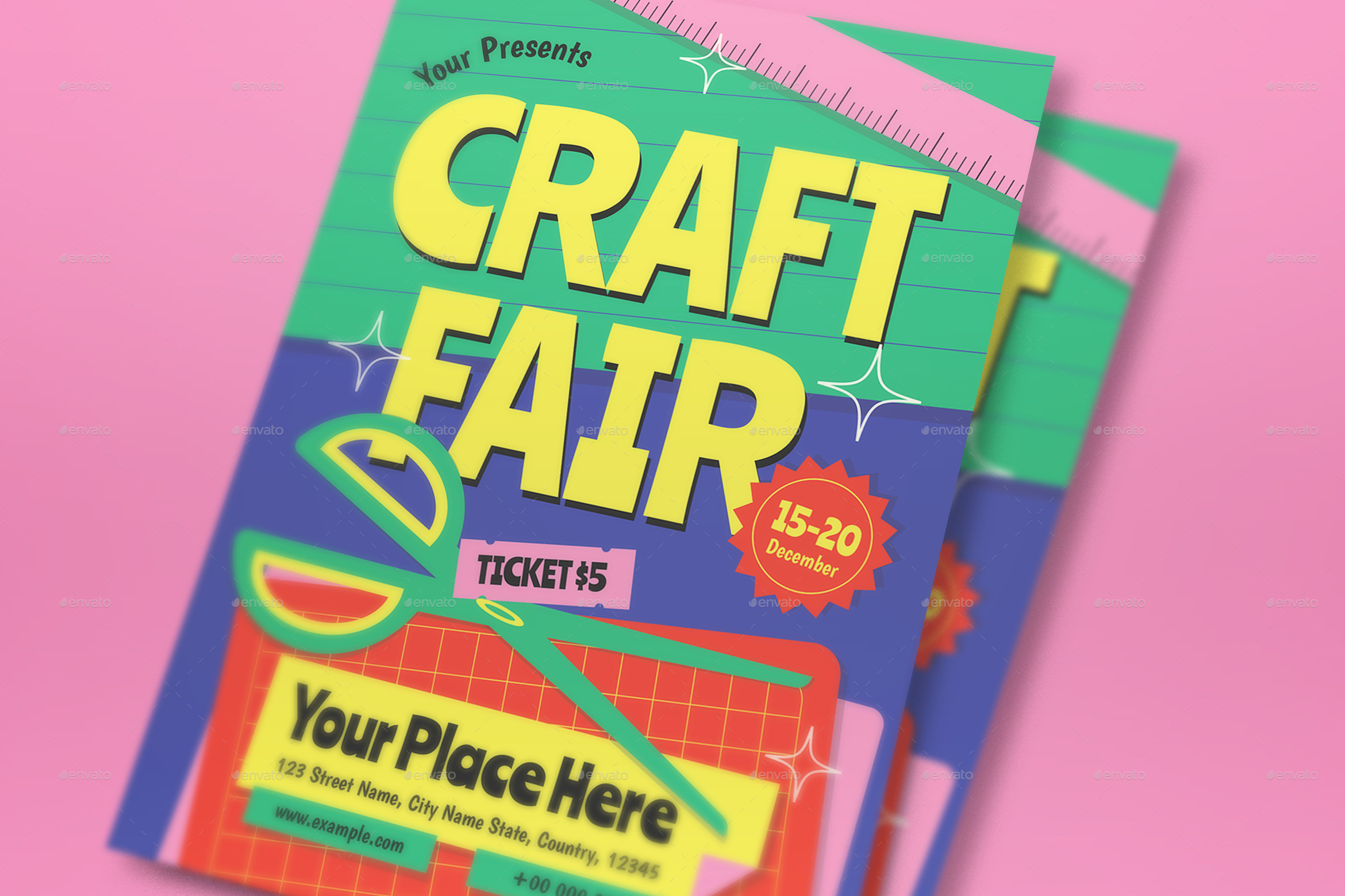 Purple Flat Design Craft Fair Flyer Set, Print Templates | GraphicRiver