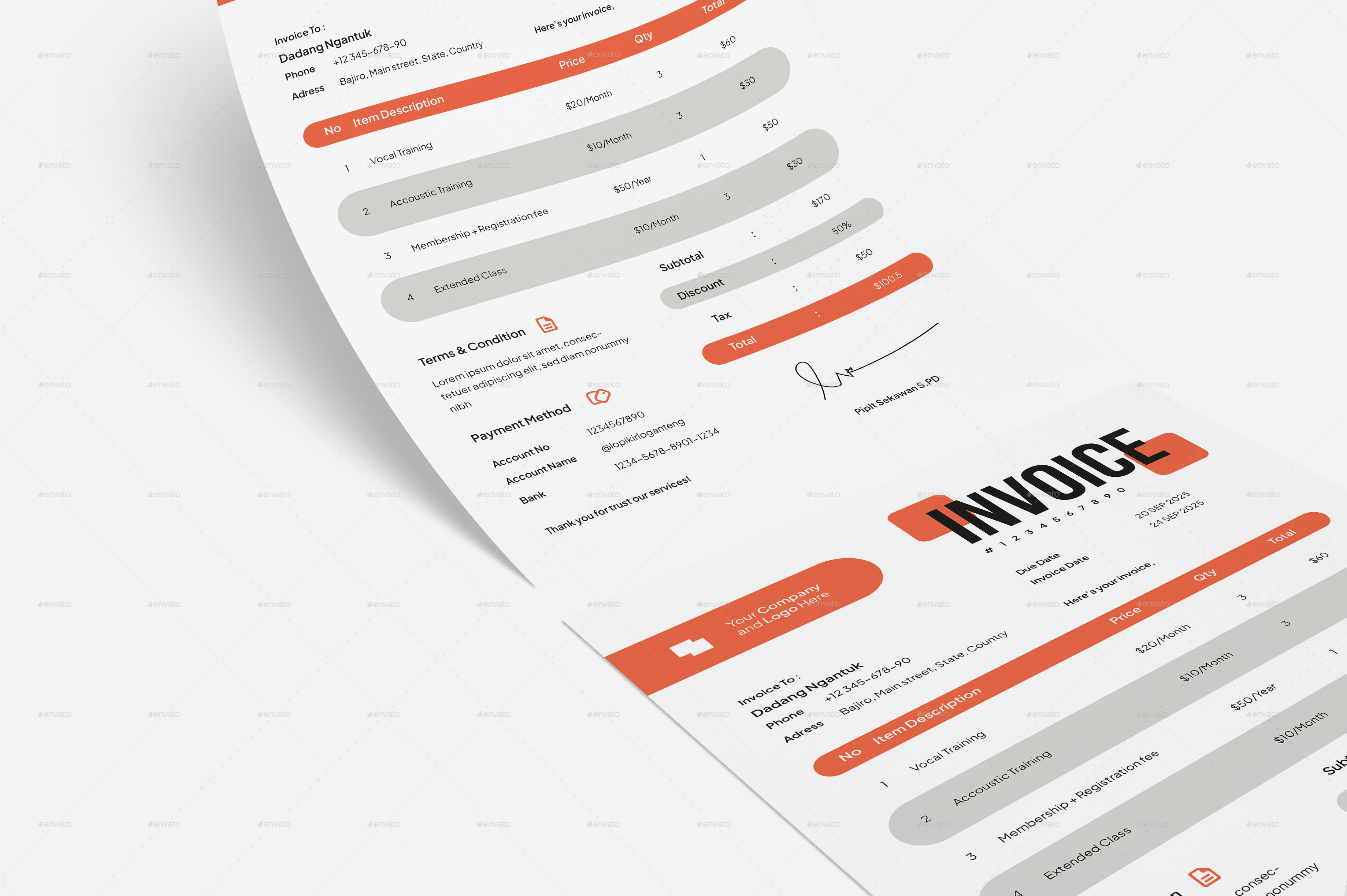 Simple White Orange Invoice, Print Templates | GraphicRiver