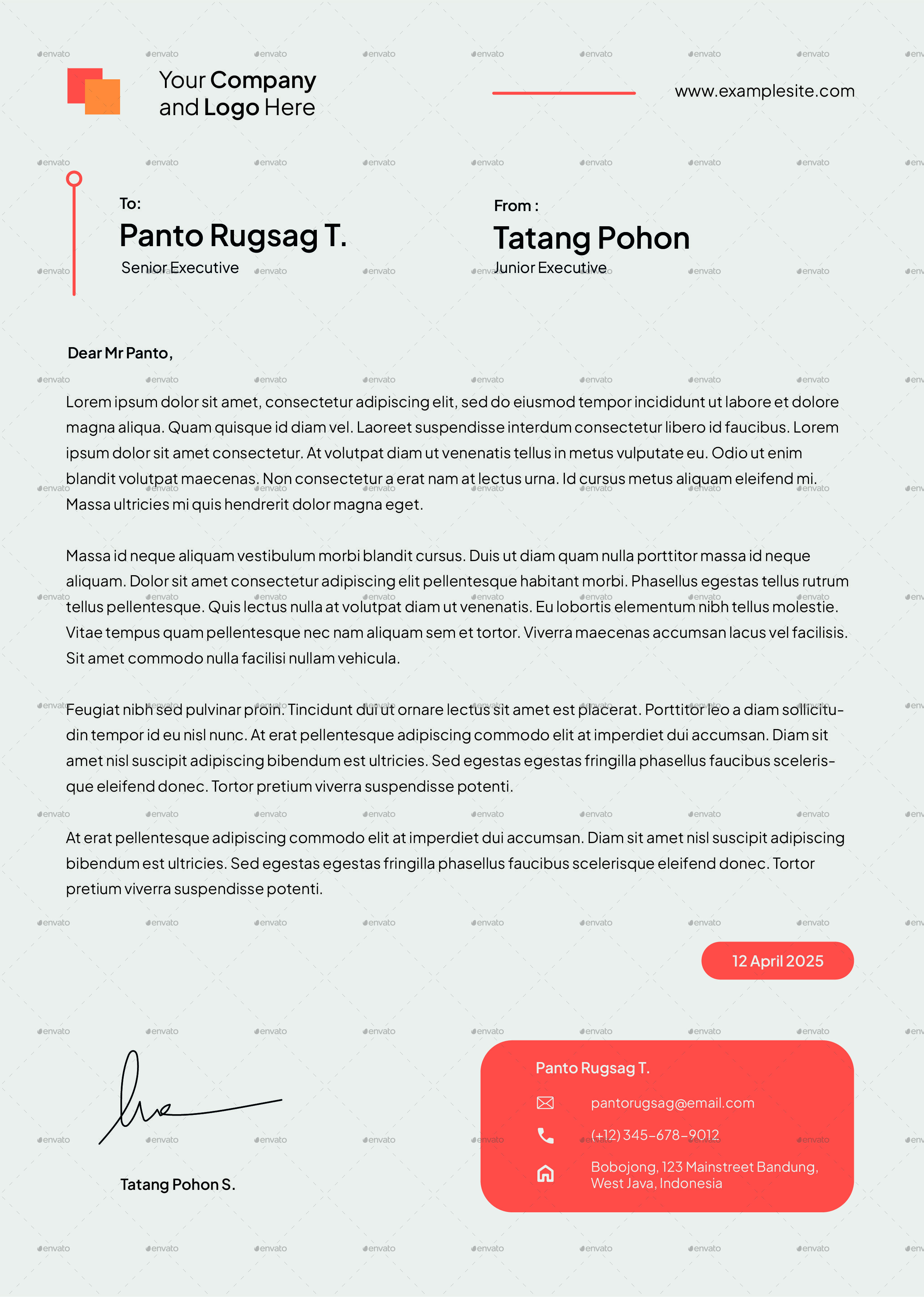 Simple White Orange Letterhead, Print Templates | GraphicRiver