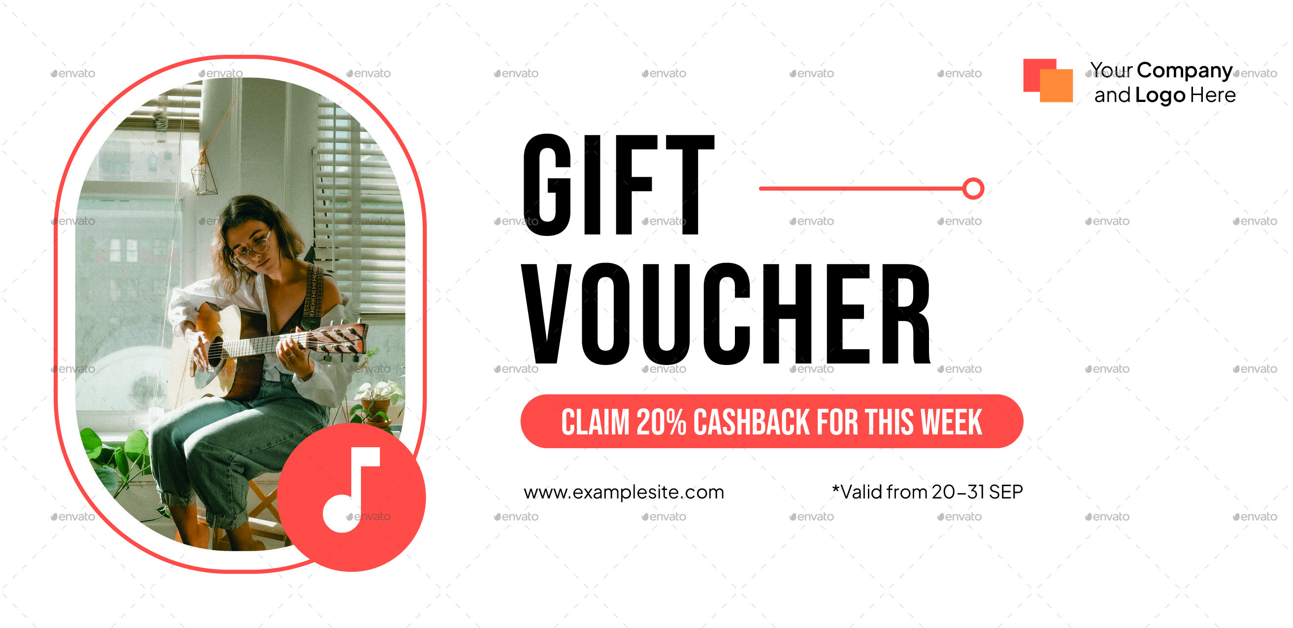 Simple White Orange Voucher, Print Templates | GraphicRiver