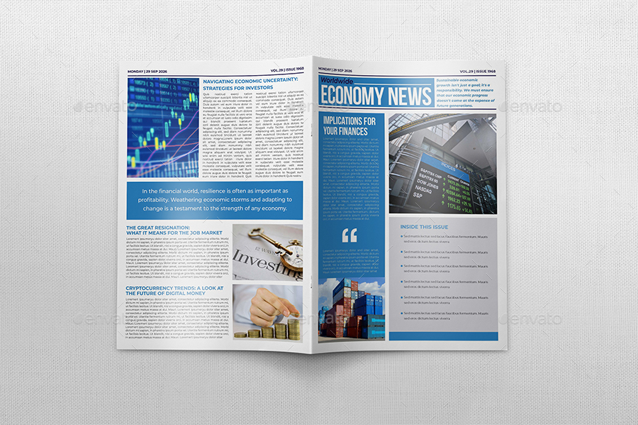 Economy Newsletter Template, Print Templates | GraphicRiver