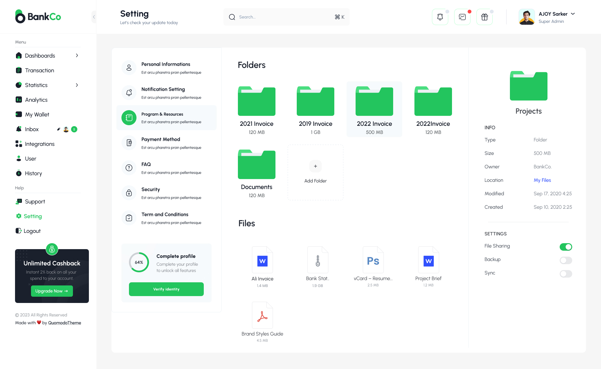 Bankco - React Tailwind Admin Templates by QuomodoTheme | ThemeForest