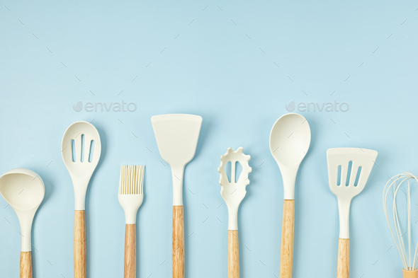 Pastel color kitchen utensils top view. Stock Photo by OksaLy | PhotoDune