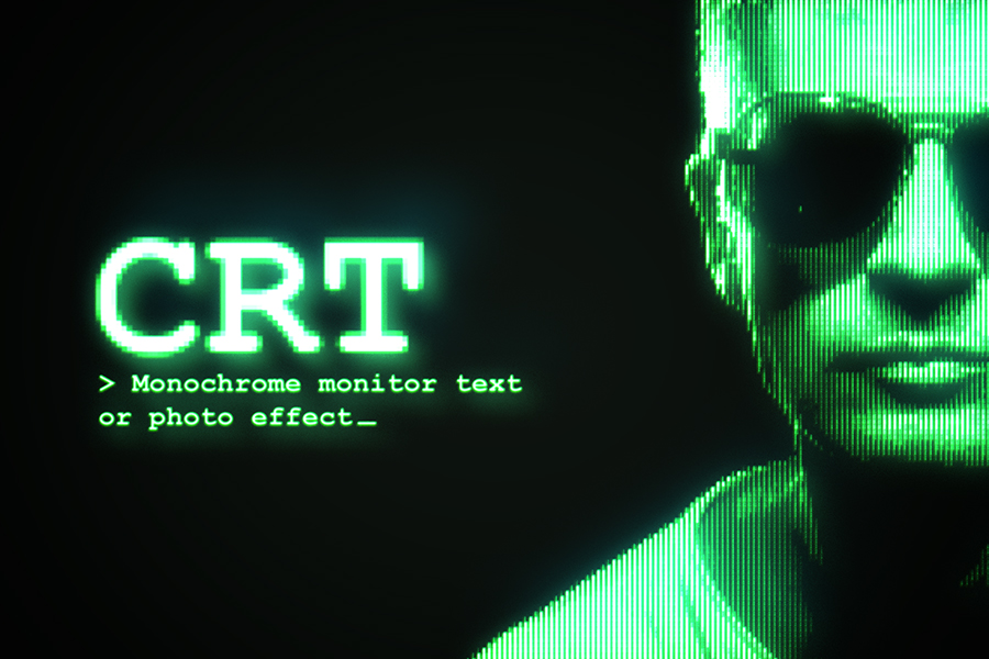 CRT Monochrome Text and Photo Effect, Add-ons | GraphicRiver
