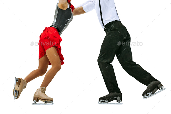 figure skating couple in ice world championship isolated on white ...