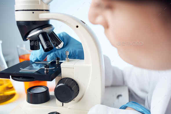 laboratory microscope research diagnostics science close up Stock Photo ...